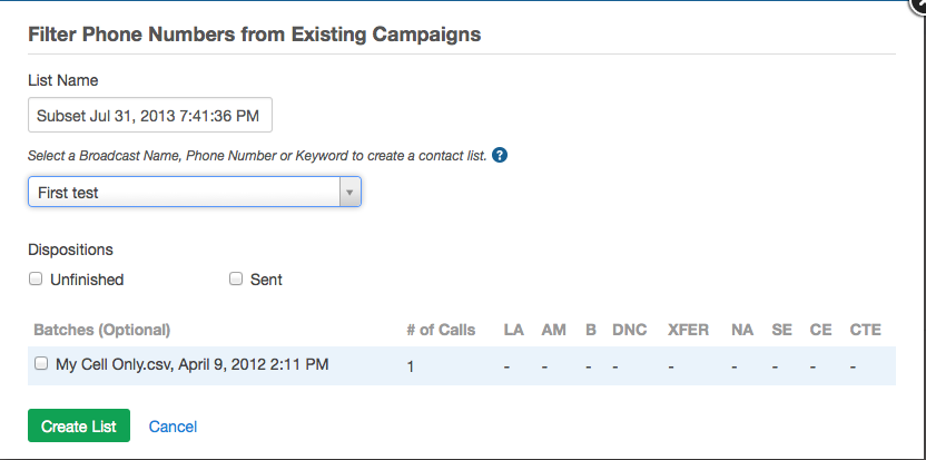 Filter/Subset Campaigns | CallFire